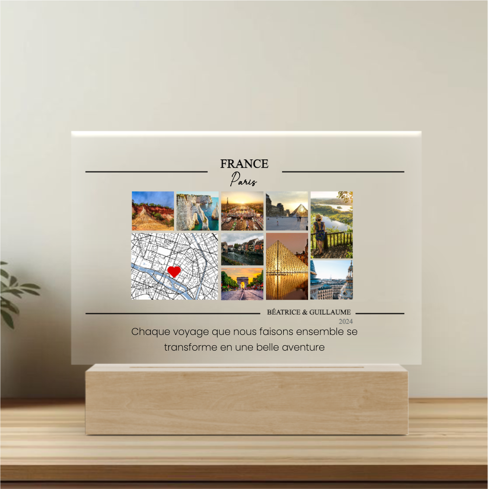 Collage Voyage & Carte - Plaque Cristal Acrylique – Loomine