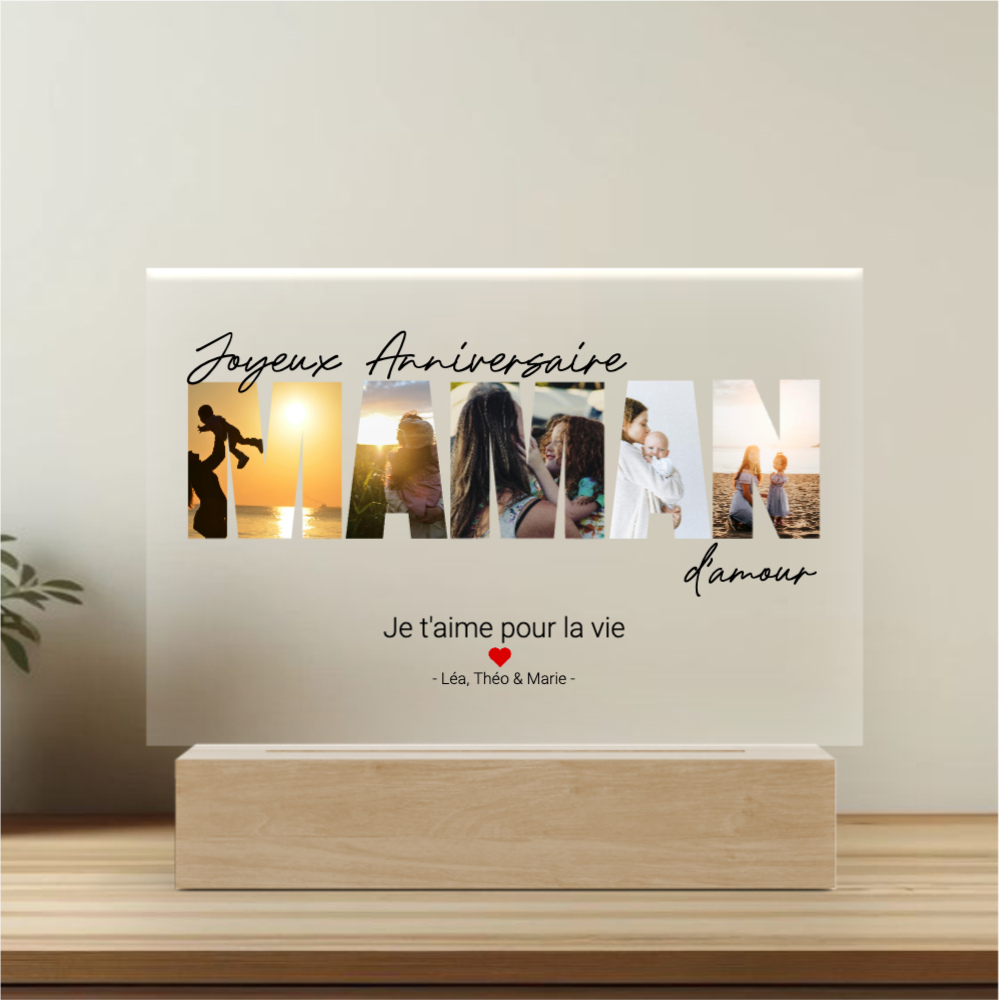 Joyeux Anniversaire Maman - Plaque Cristal Acrylique – Loomine